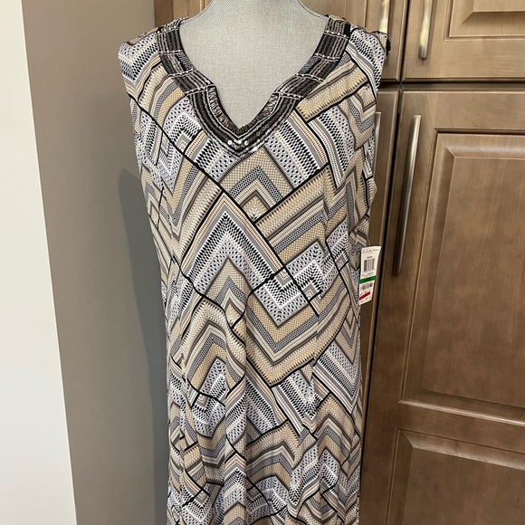 JM Collection | Dresses | Jm Collection Swing Dress Size Large Beaded V ...